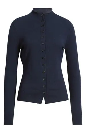 ROWING BLAZERS Merino Wool & Cashmere Mock Neck Button-up Sweater