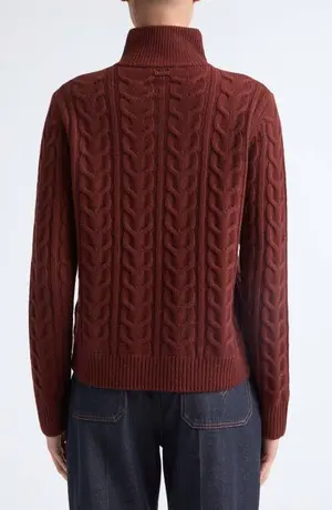 Max Mara Libero Cable Knit Cashmere Quarter Zip Sweater
