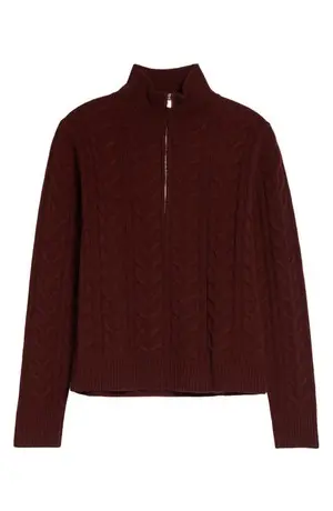 Max Mara Libero Cable Knit Cashmere Quarter Zip Sweater