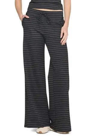 PROJECT SOCIAL T Thea Striped Wide Leg Pants - Charcoal Black