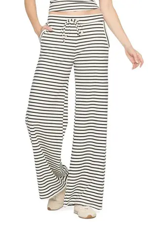 PROJECT SOCIAL T Thea Striped Wide Leg Pants - Ivory/black