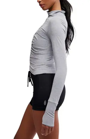 Free People Tempo Ruched Half Zip Crop Pullover