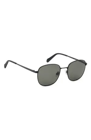 Fossil 53mm Square Sunglasses - Matte Black/brown