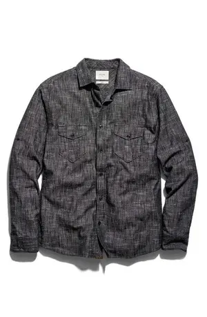 Billy Reid Scout Slub Cotton Button-up Shirt - Asphalt