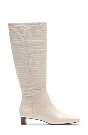 FRANCES VALENTINE Mackie Croc Embossed Leather Knee High Boot
