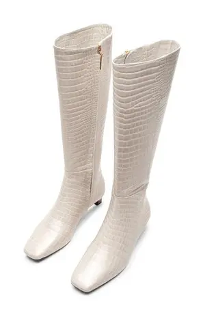FRANCES VALENTINE Mackie Croc Embossed Leather Knee High Boot