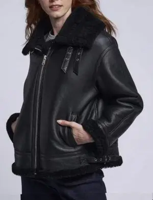 BLUE DUCK Moto Shearling Jacket - Black