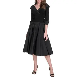 JESSICA HOWARD Rhinestone Cuff Fit & Flare Cocktail Dress - Black