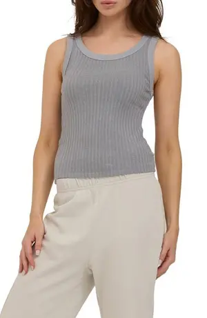 PROJECT SOCIAL T Ribbed Scoop Neck Tank - Smokey Blue
