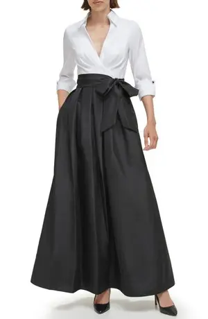 JESSICA HOWARD Mixed Media Ballgown - Ind Wht 1