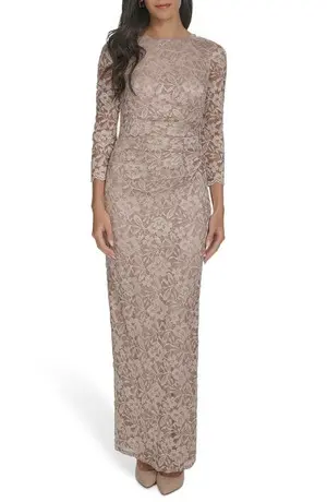JESSICA HOWARD Lace Column Gown - Champagne