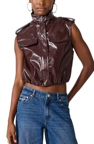 Steve Madden Luxie Faux Leather Vest - Deep Fig
