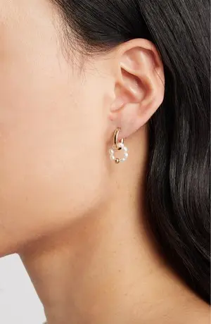 SET & STONES Pearl Halo Hoop Earrings