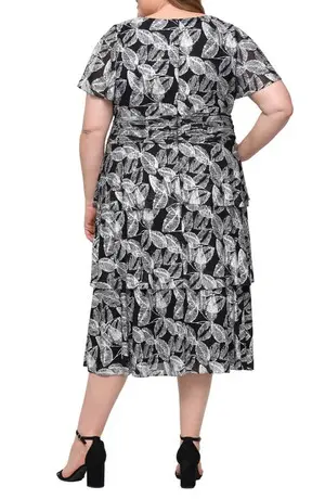 SL FASHIONS Tiered Tea Length Dress