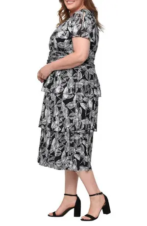 SL FASHIONS Tiered Tea Length Dress