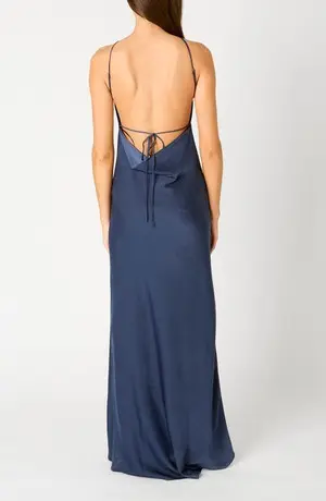 NIA Kelton Cowl Back Satin Gown