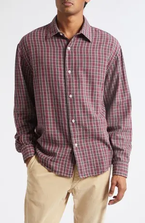 Massimo Alba Boxy Plaid Button-up Shirt - Faded Rose