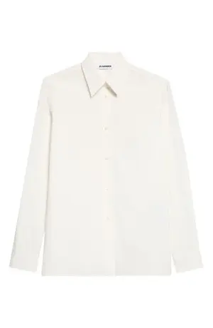 JIL SANDER Cutout Back Long Sleeve Cotton Shirt - Seashell
