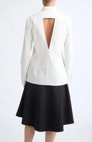 JIL SANDER Cutout Back Cotton Shirt - Seashell