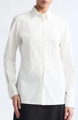 JIL SANDER Cutout Back Cotton Shirt - Seashell