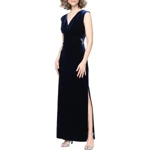 SL FASHIONS Velvet Surplice Gown - Imperial