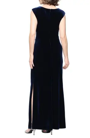 SL FASHIONS Velvet Surplice Gown