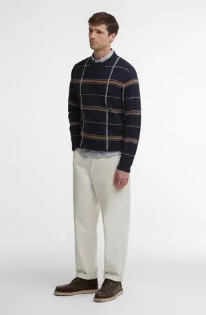 Barbour Fasey Cable Tartan Crewneck Sweater