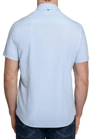W.R.K Abstract Stripe Short Sleeve Performance Button-down Shirt