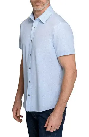 W.R.K Abstract Stripe Short Sleeve Performance Button-down Shirt