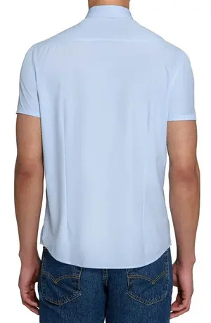 W.R.K Abstract Geo Performance Short Sleeve Button-down Shirt - Light Blue