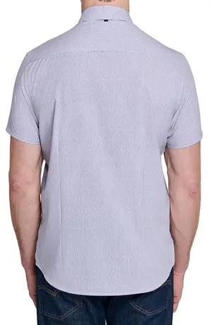 W.R.K Slim Fit Abstract Performance Short Sleeve Button-up Shirt - White