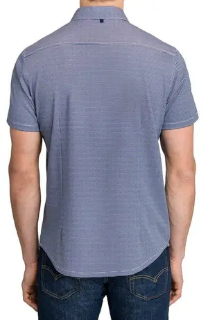 W.R.K Slim Fit Micro Square Reworked Short Sleeve Button-down Shirt