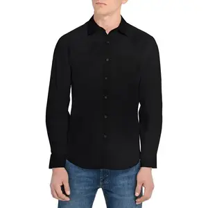 W.R.K Hudson Reworked Slim Fit Solid Cotton Button-up Shirt - Black