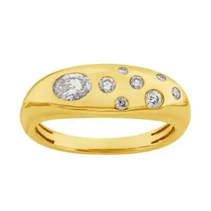 ARTISAN 14k Yellow Gold Flush Set Oval And Round Diamond Ring - Gold/white