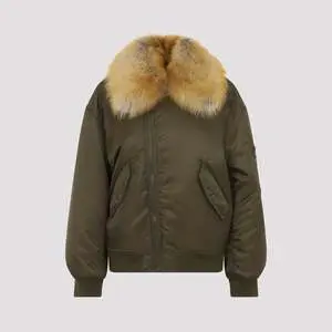Saint Laurent Shearling Bomber Jacket - Green