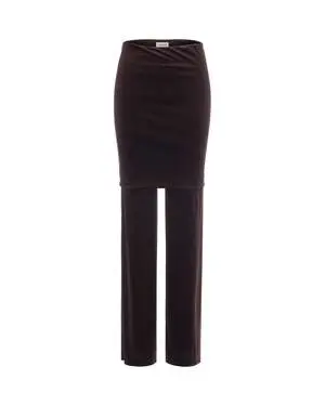 Andamane Jersey Maxi Skirt Over Pants - Dark Brown