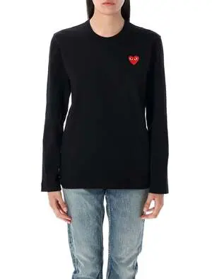 Play Comme Des Garcon COMME DES GARCONS PLAY Long Sleeve T-Shirt With Heart Logo Nero