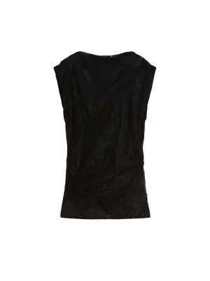 Sportmax Lace Sleeveless Top With Draped Relaxed Fit And Racerback Technical Tank