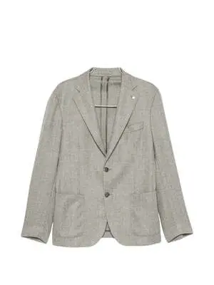 LUIGI BIANCHI Herringbone Single-breasted Blazer - Grey