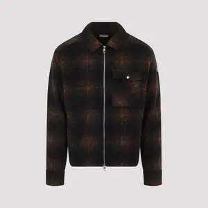 Moncler Zip-front Plaid Shirt Jacket - Brown