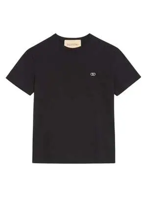 Valentino Garavani Cotton Crewneck T-shirt With Logo - Black