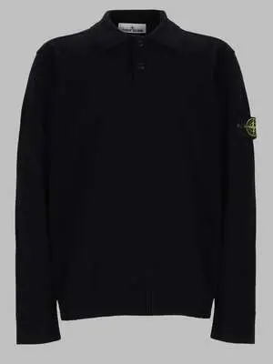 Stone Island Virgin Wool Knit Polo Sweater