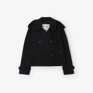 Burberry Cropped Cashmere Mayfair Trench Jacket - Black