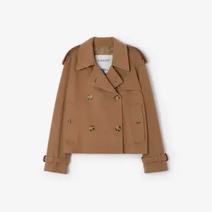Burberry Cropped Cashmere Mayfair Trench Jacket - Camel Brown