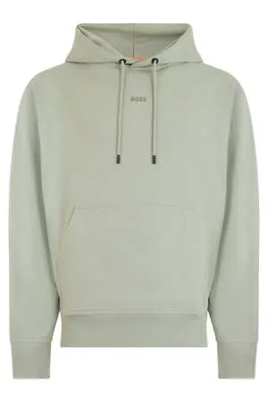 BOSS Cotton Hoodie With Adjustable Hood - Khaki
