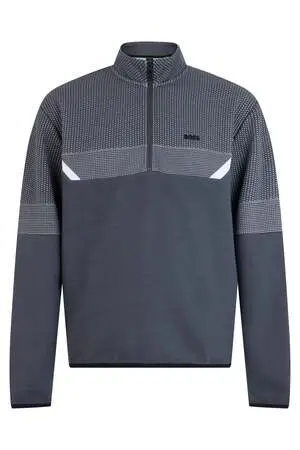 BOSS Cotton-blend Zip-up Sweatshirt With High Collar - Grey