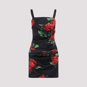 Dolce & Gabbana Rose Print Silk Mini Dress