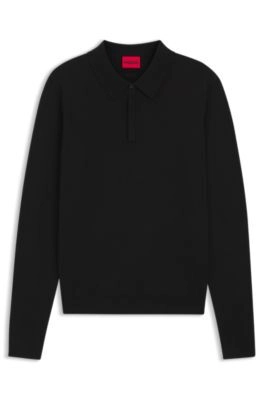 Hugo Slim-fit Knit Polo With Reverse Logo