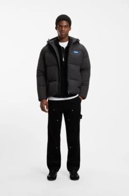 Hugo Water-repellent Puffer Jacket With Logo Badge