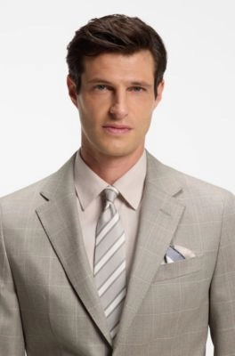 BOSS Two-piece Slim-fit Suit In Checked Italian Wool